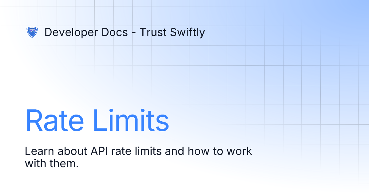 Rate Limits | Developer Docs - Trust Swiftly